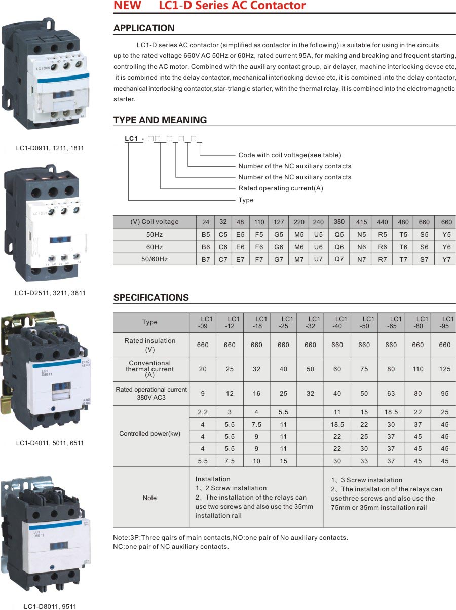 LC1-D AC Contactors